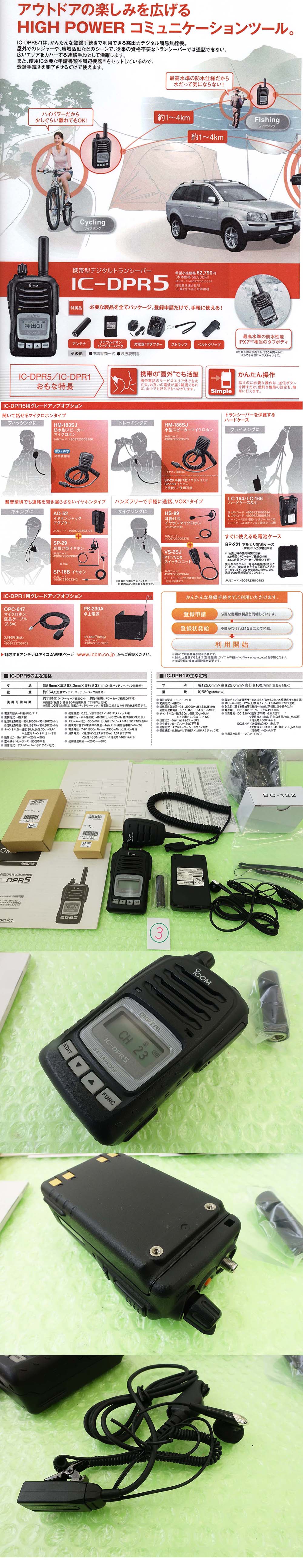 日本代購代標第一品牌【樂淘letao】－IC-DPR5【ICOM】簡単登録手続き・免許不要・出力5W（高出力）デジタル簡易無線機 優良中古品③★